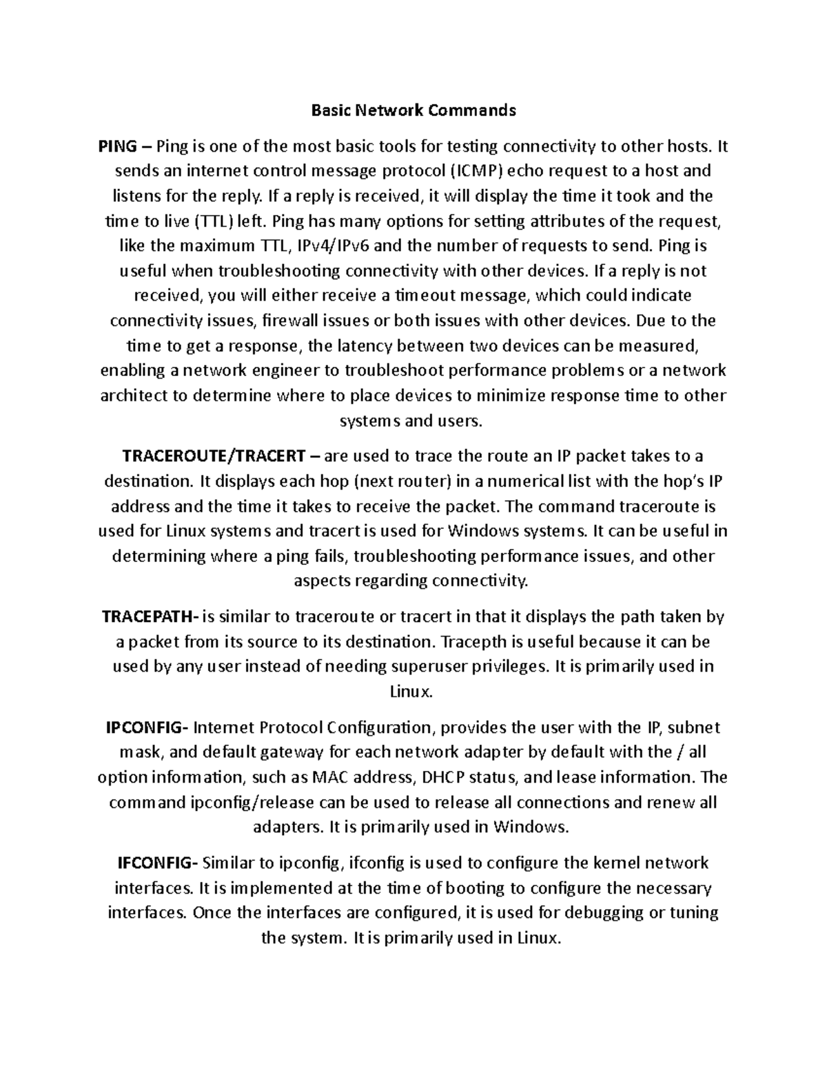 Lesson 3 - Basic Network Commands and Terminology - Basic Network ...