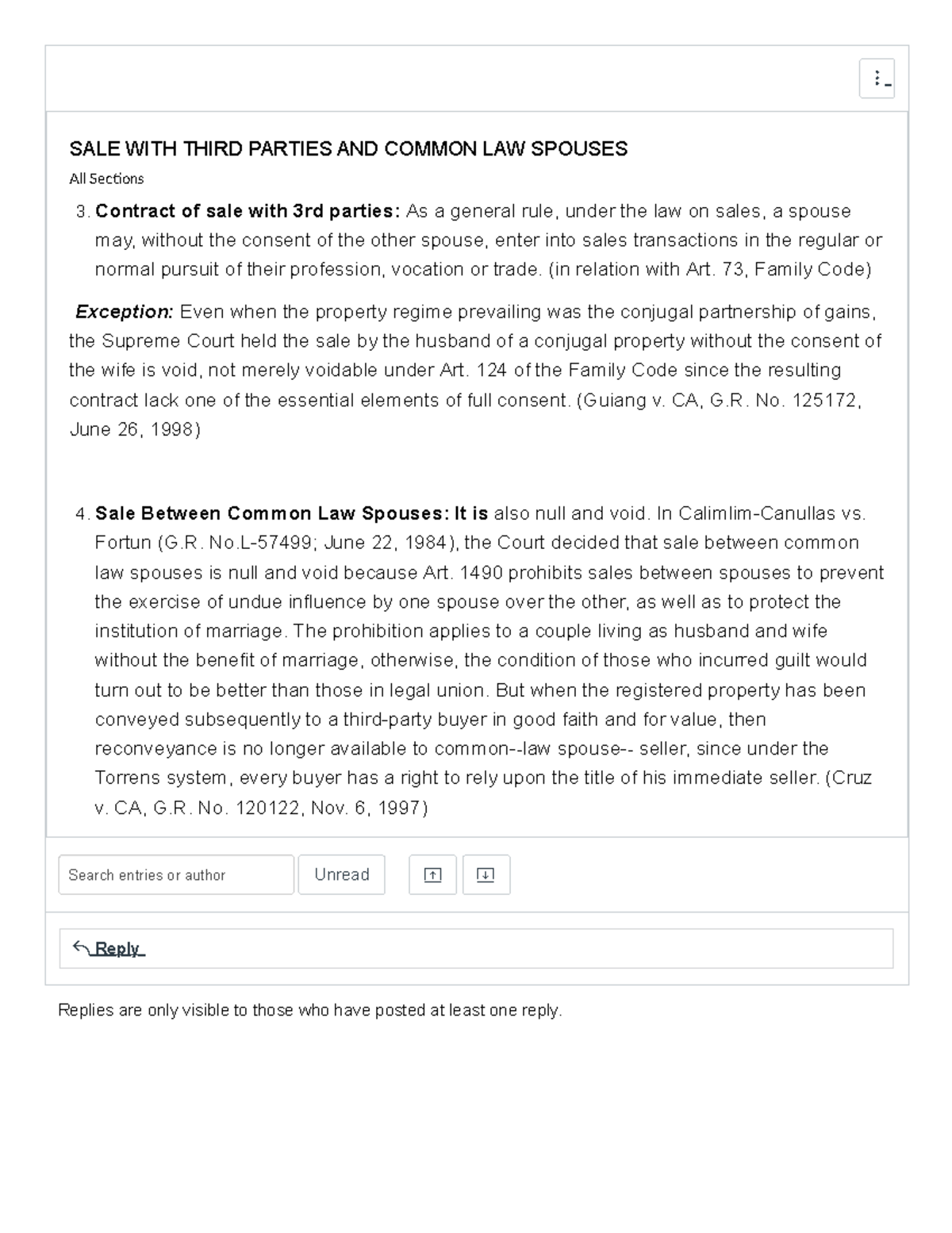 Topic SALE WITH Third Parties AND Common LAW Spouses - Replies are only visible to those who ...