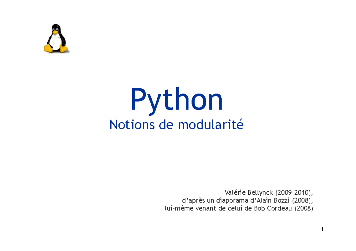 05 - fonctions - Cours - Python Notions de modularité ####### Valérie ...