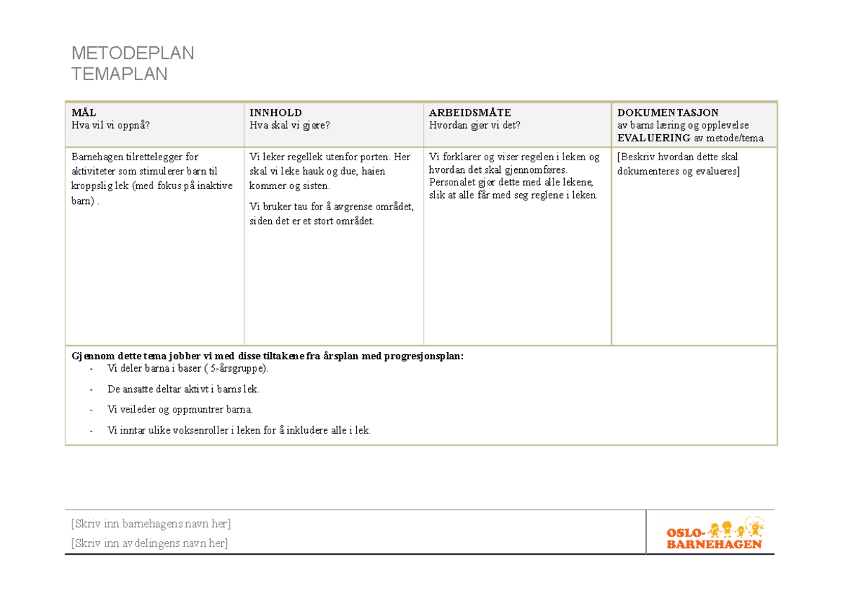 Mal for metodeplan (5) (kopi) - METODEPLAN TEMAPLAN MÅL Hva vil vi ...