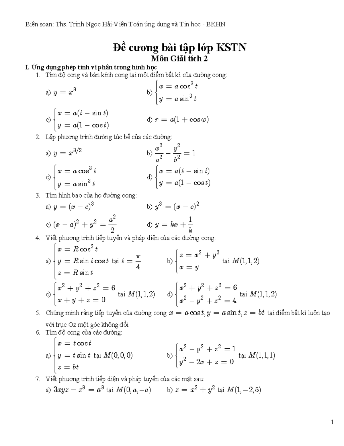 Bai-tap-GT2 (1) - ... - Đề cương bài tập lớp KSTN Môn Giải tích 2 ...