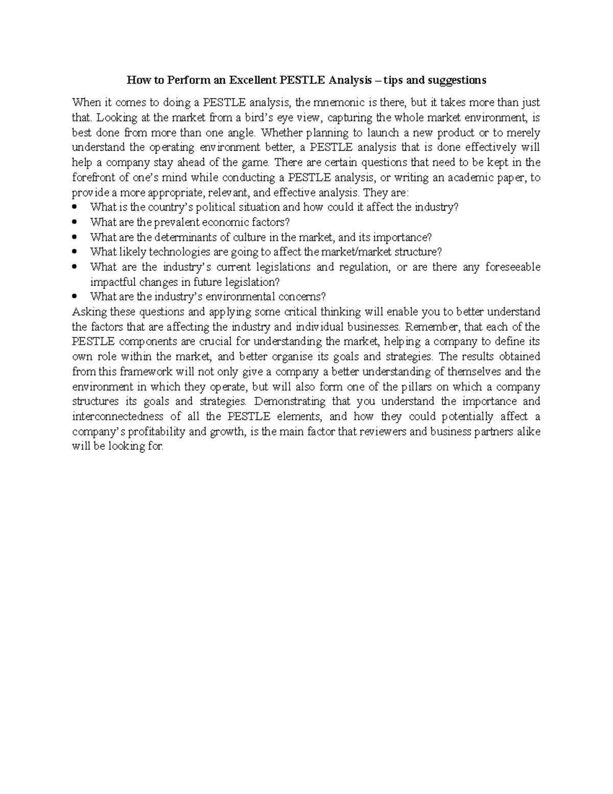Pestle - How to Perform an Excellent PESTLE Analysis – tips and ...