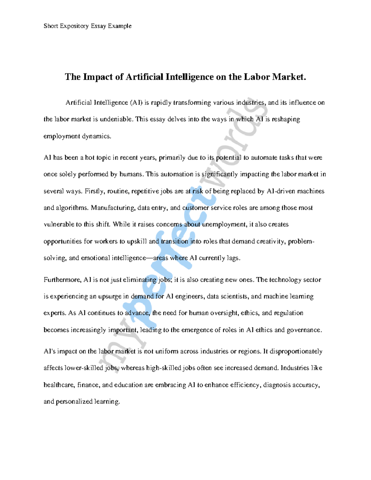 Short expository essay example pdf - Short Expository Essay Example The ...