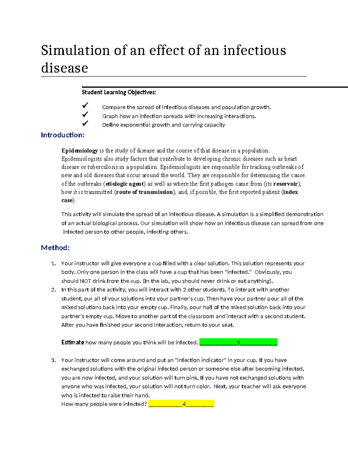 Lab-12 Simulation Spread Infectious Disease - Simulation of an effect ...