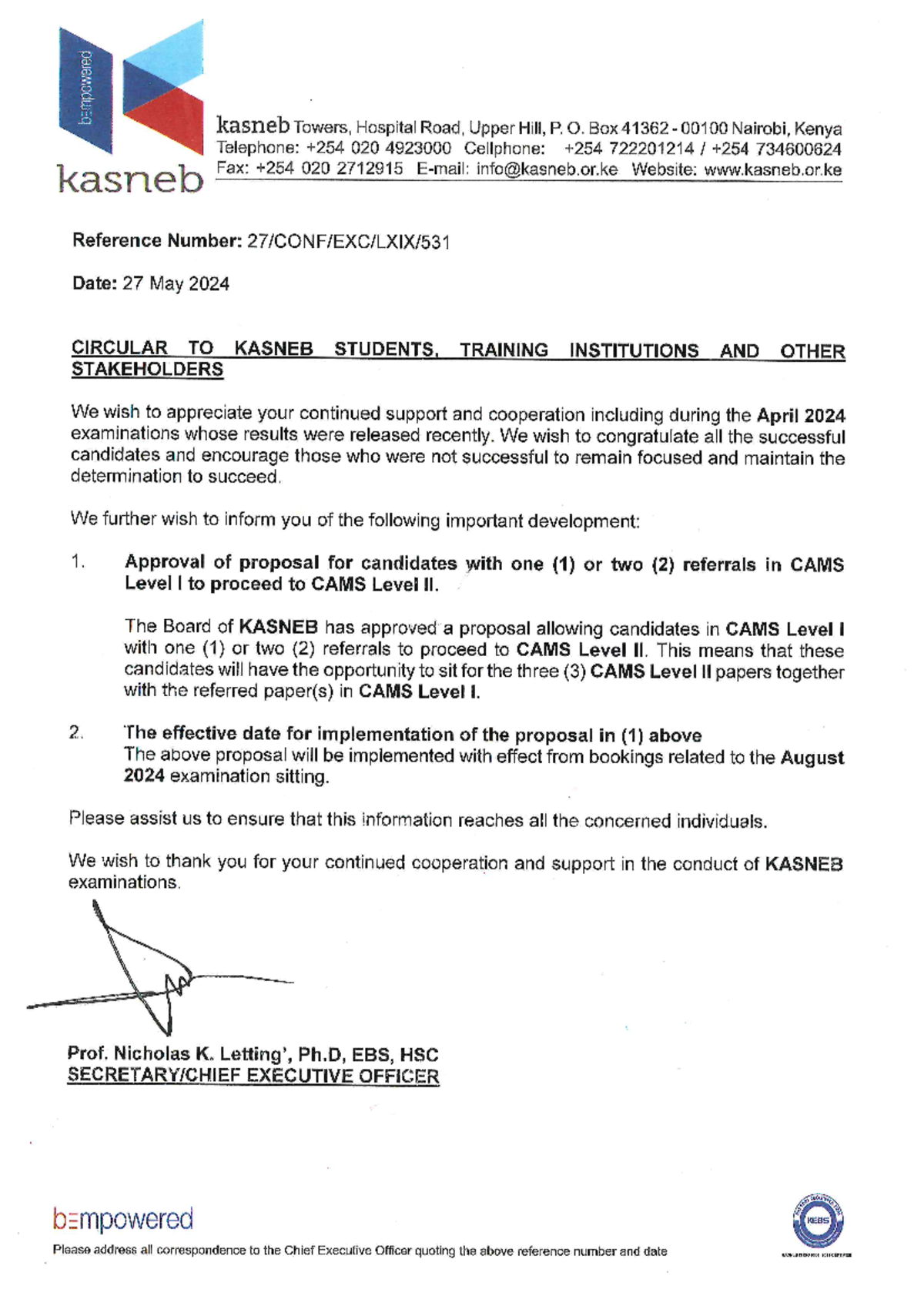 Circular TO Kasneb Students, Training Institutions AND Other ...