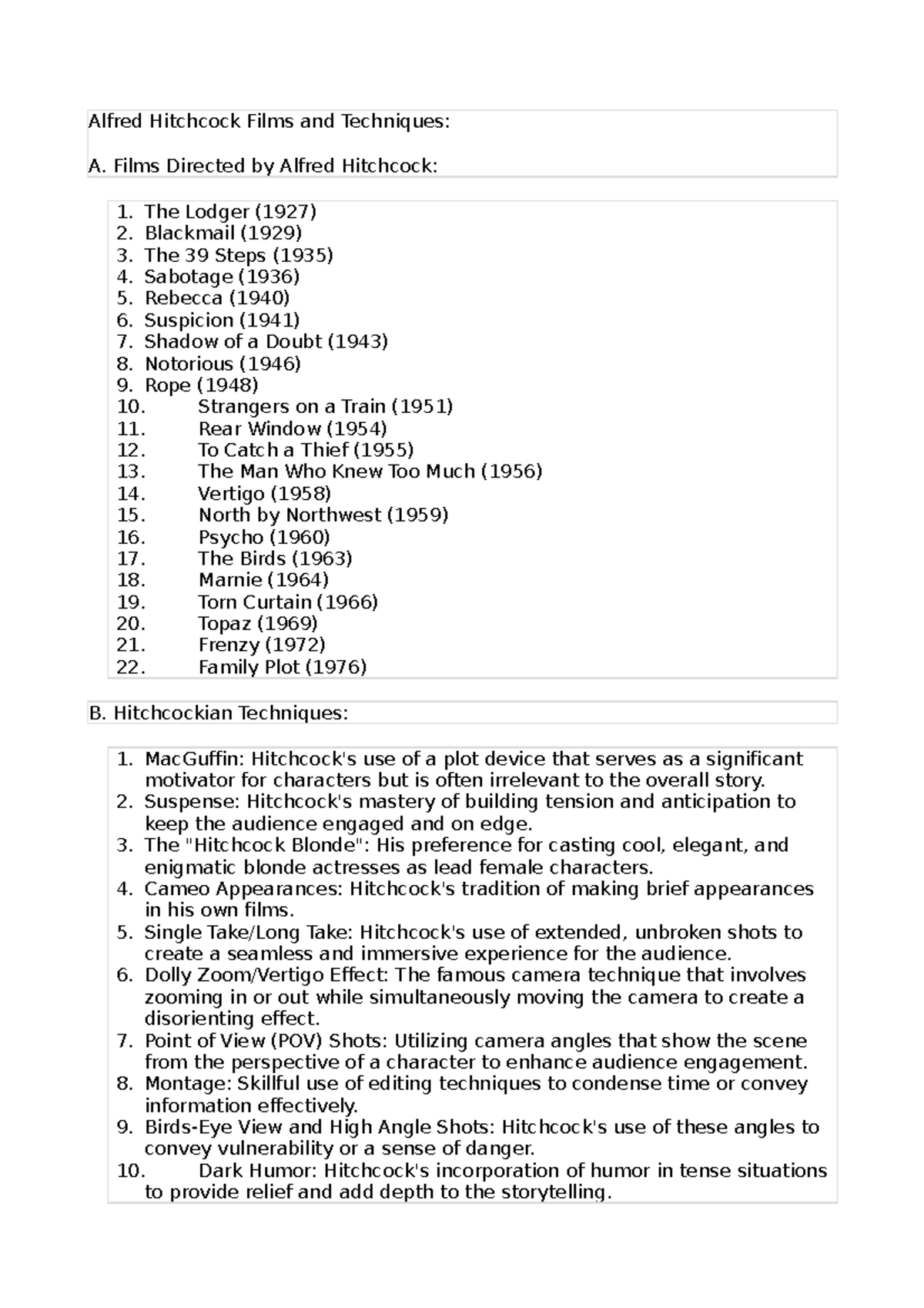 Alfred Hitchcock Films and Techniques - Films Directed by Alfred ...