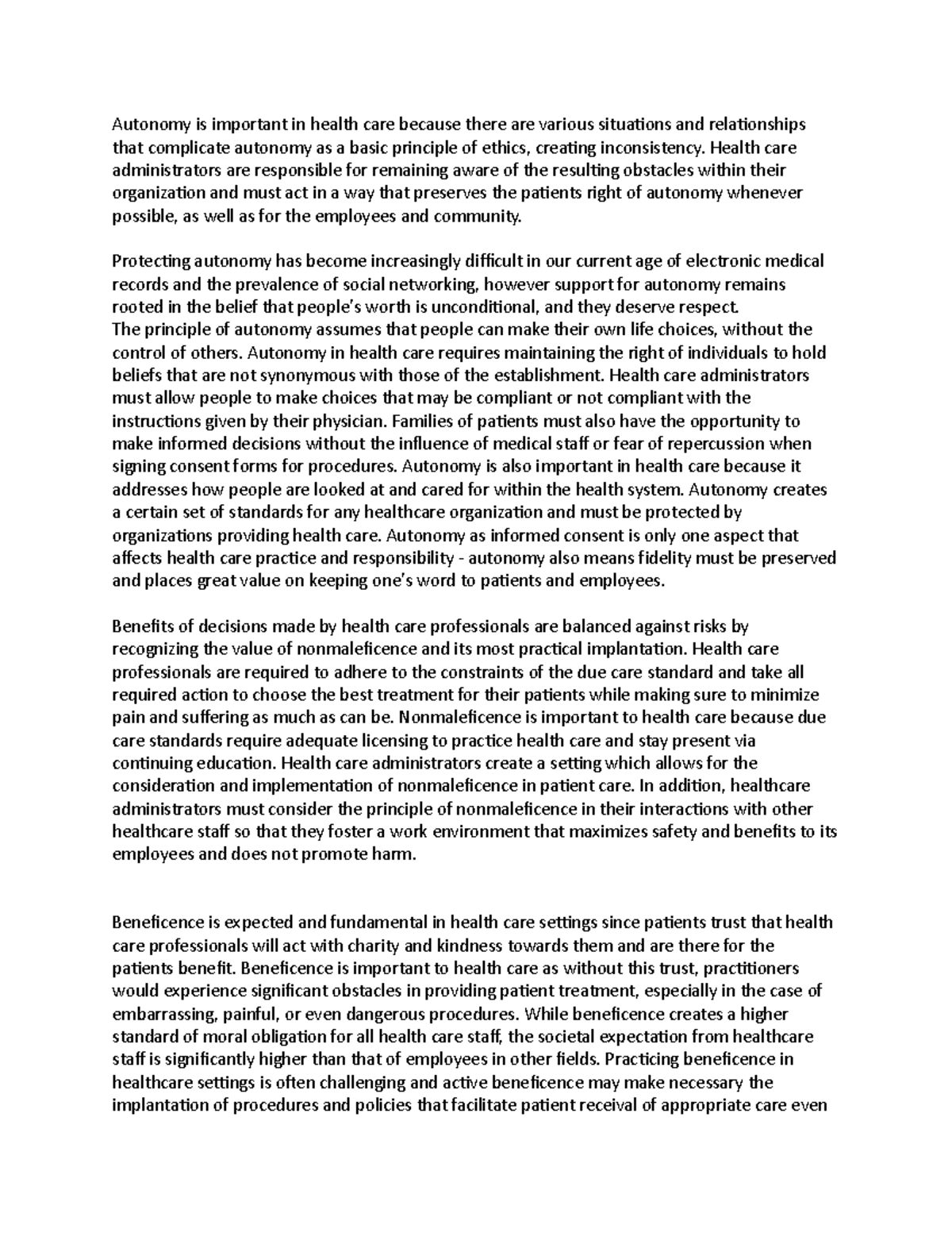 Autonomy - what is ethics - Autonomy is important in health care ...