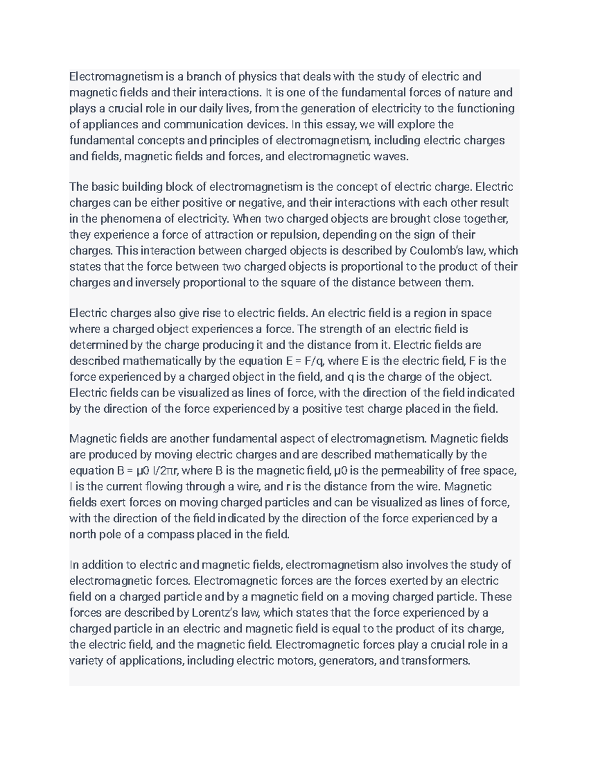 Electromagnetism Notes - Electromagnetism is a branch of physics that ...