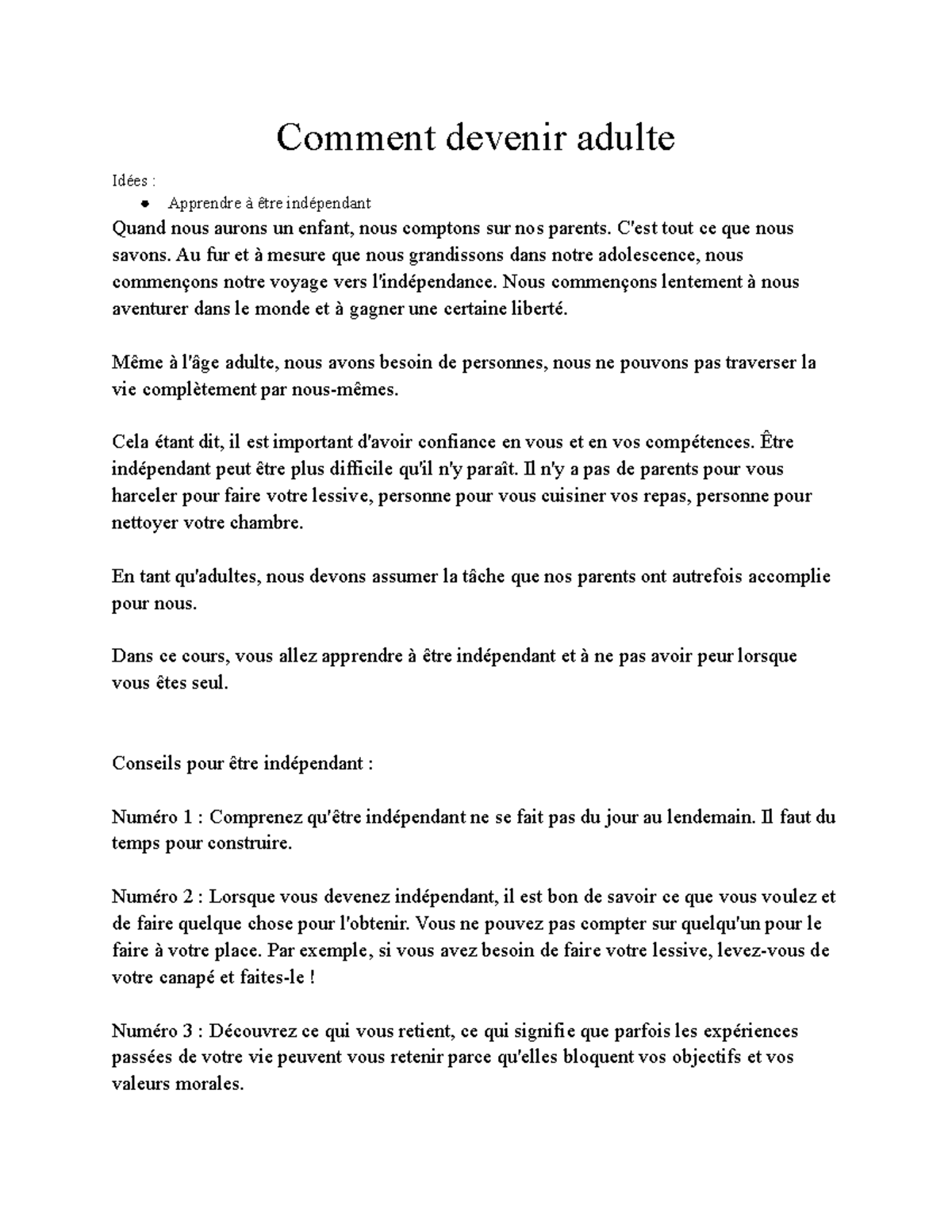How to be an adult - For anyone struggling in French - Comment devenir ...