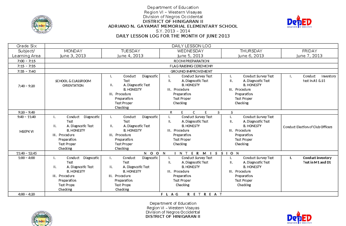 Daily Lesson Plan 2013 - 2014 - Department of Education Region VI ...