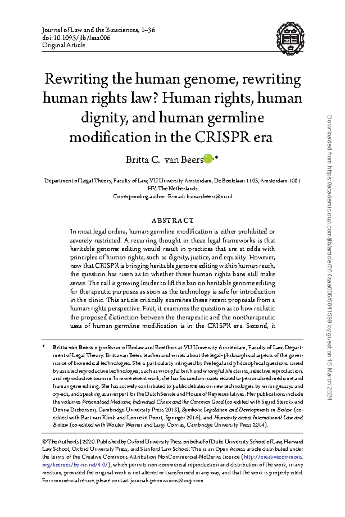 Lsaa006 - This is an article about heritable human genome edititng ...