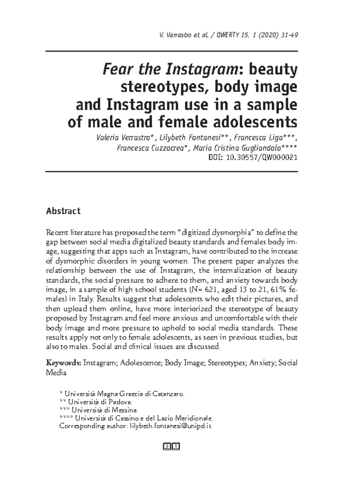 Francescaamenduni Verrastro et al - V. Verrastro et al. / QWERTY 15, 1 ...