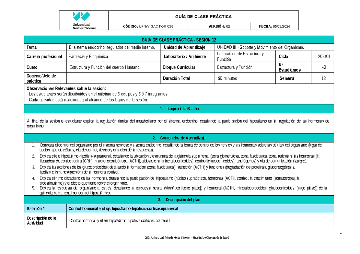 Practica 12 Estructura - 1 CÓDIGO: UPNW-GAC-FOR-036 VERSIÓN: 02 FECHA: 05 /02/ GUIA DE CLASE ...