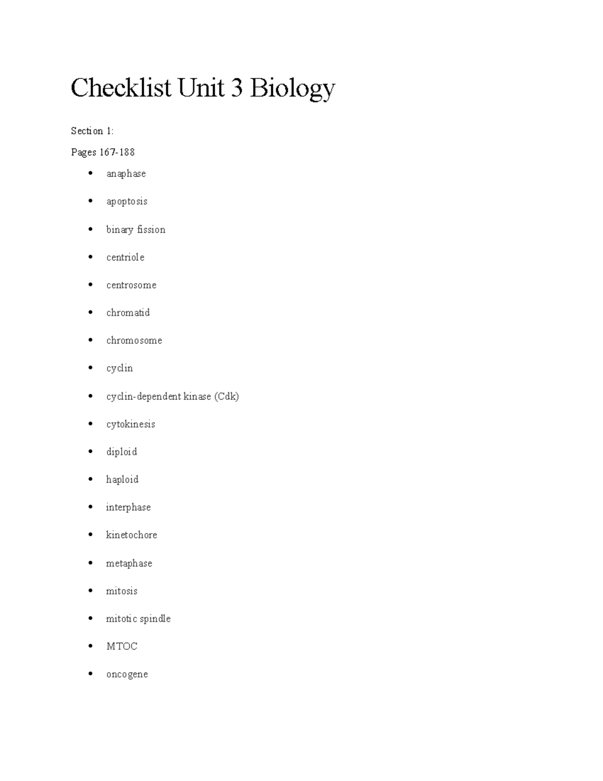 Checklist Unit 3 Biology - Checklist Unit 3 Biology Section 1: Pages ...