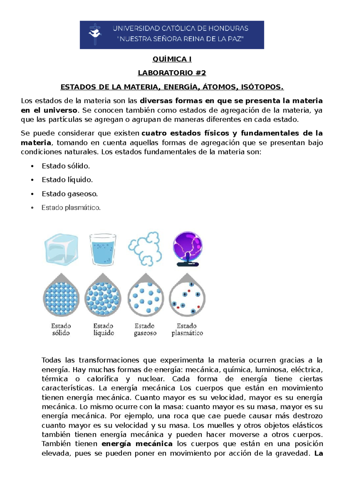 Práctica Y Reporte #2 - si es - QUÍMICA I LABORATORIO ESTADOS DE LA ...