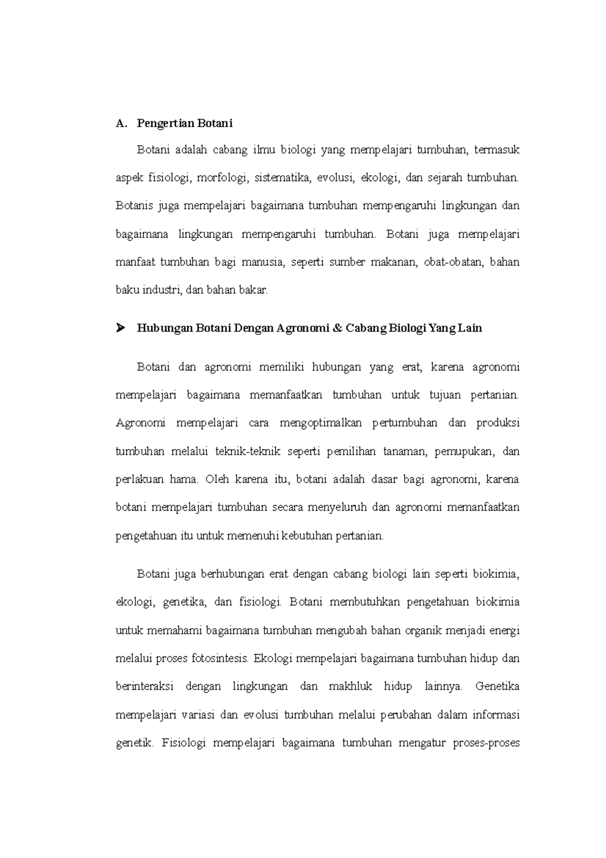 Rangkuman materi botani - A. Pengertian Botani Botani adalah cabang ...