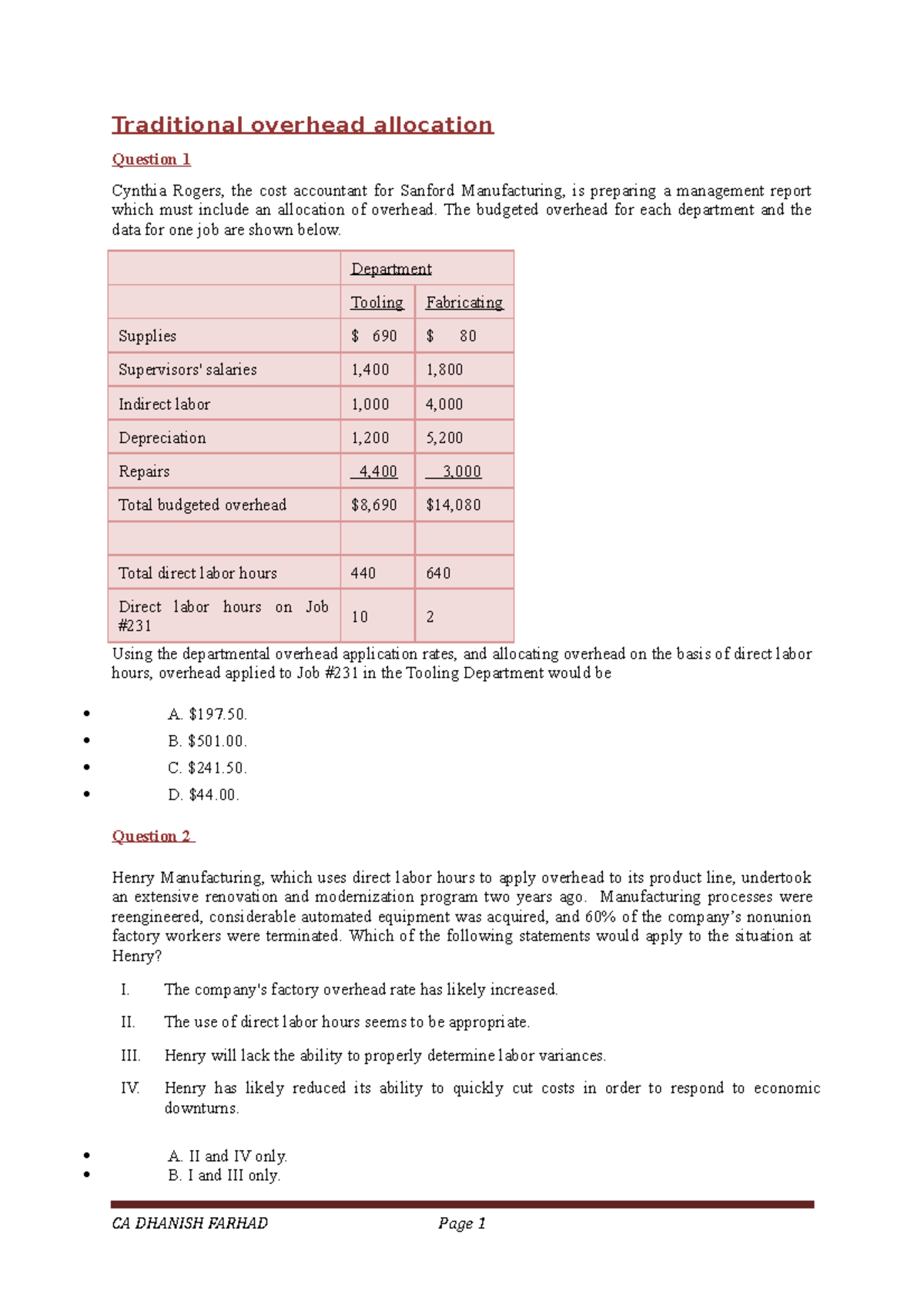 5 6235257546932748653 - Traditional overhead allocation Question 1 ...