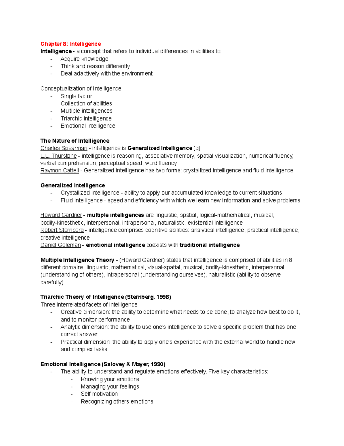 Chapter 8 Intelligence - Chapter 8: Intelligence Intelligence - a concept that refers to ...