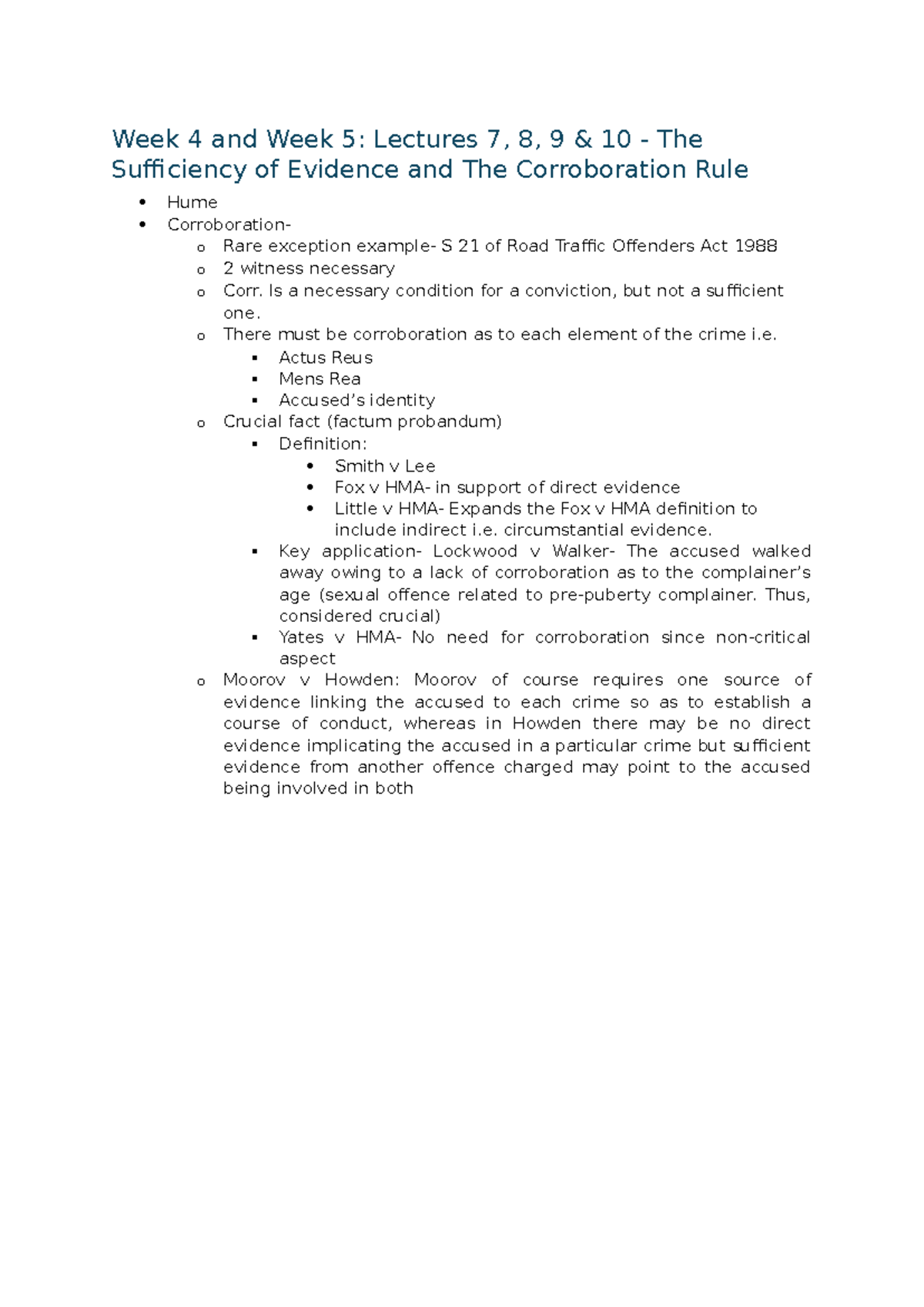 Evidence- Sufficiency- Basics - Week 4 and Week 5: Lectures 7, 8, 9 ...
