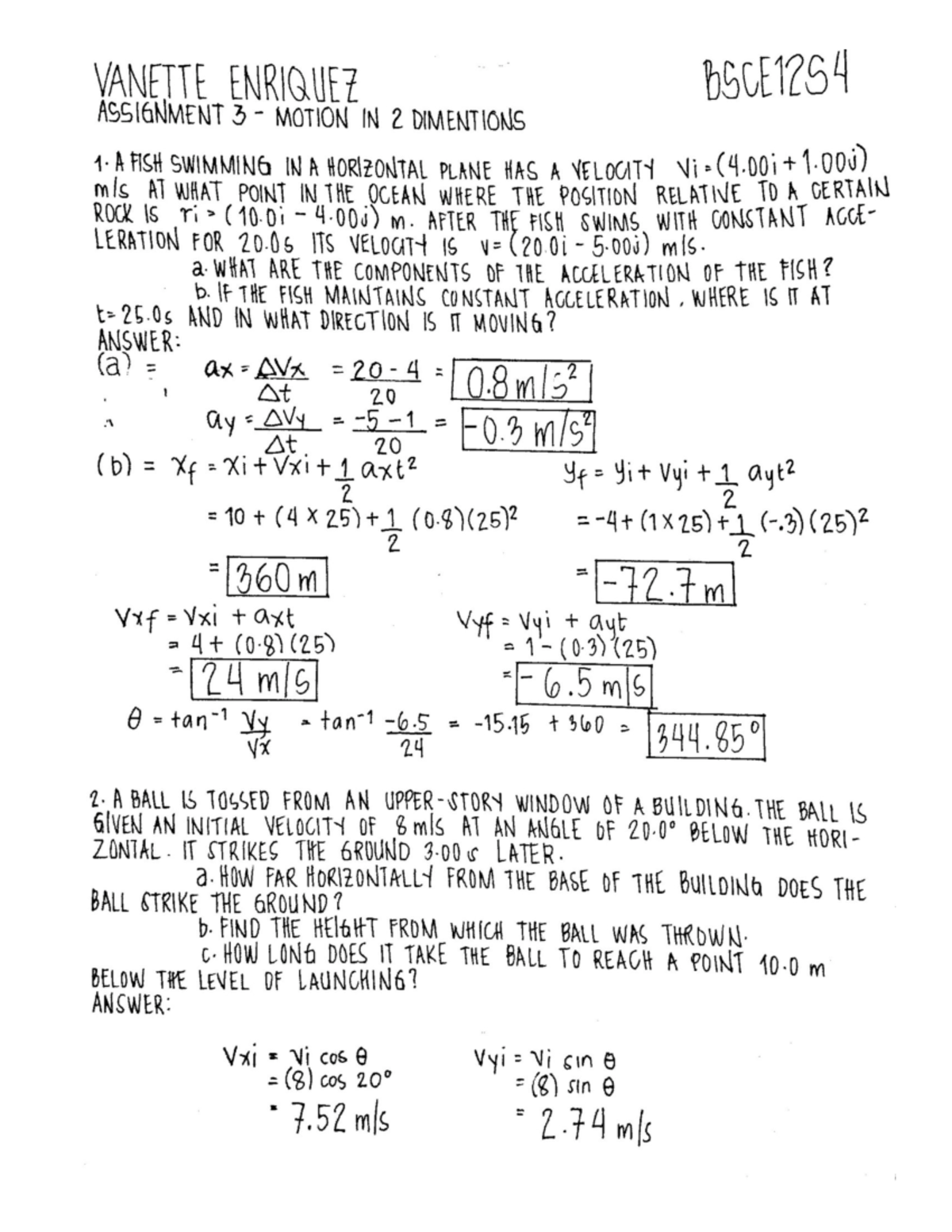 Motion In 2 Dimensions Sample Problem With Solution Calculus Based Motion In 2 Dimensions Sample Problem With Solution Calculus Based