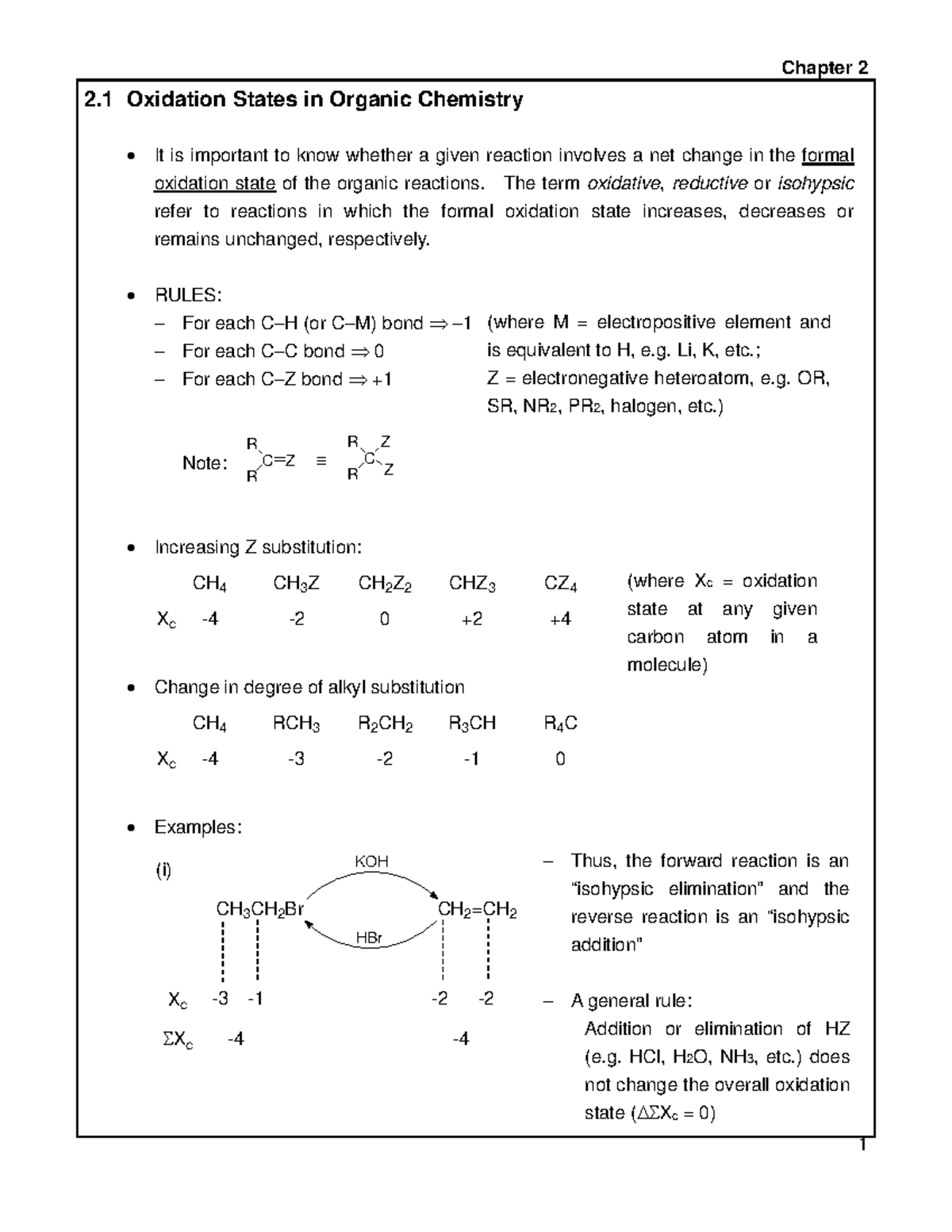 CHEM4730 2017 Notes 2 1 - 2 Oxidation States in Organic Chemistry It is ...