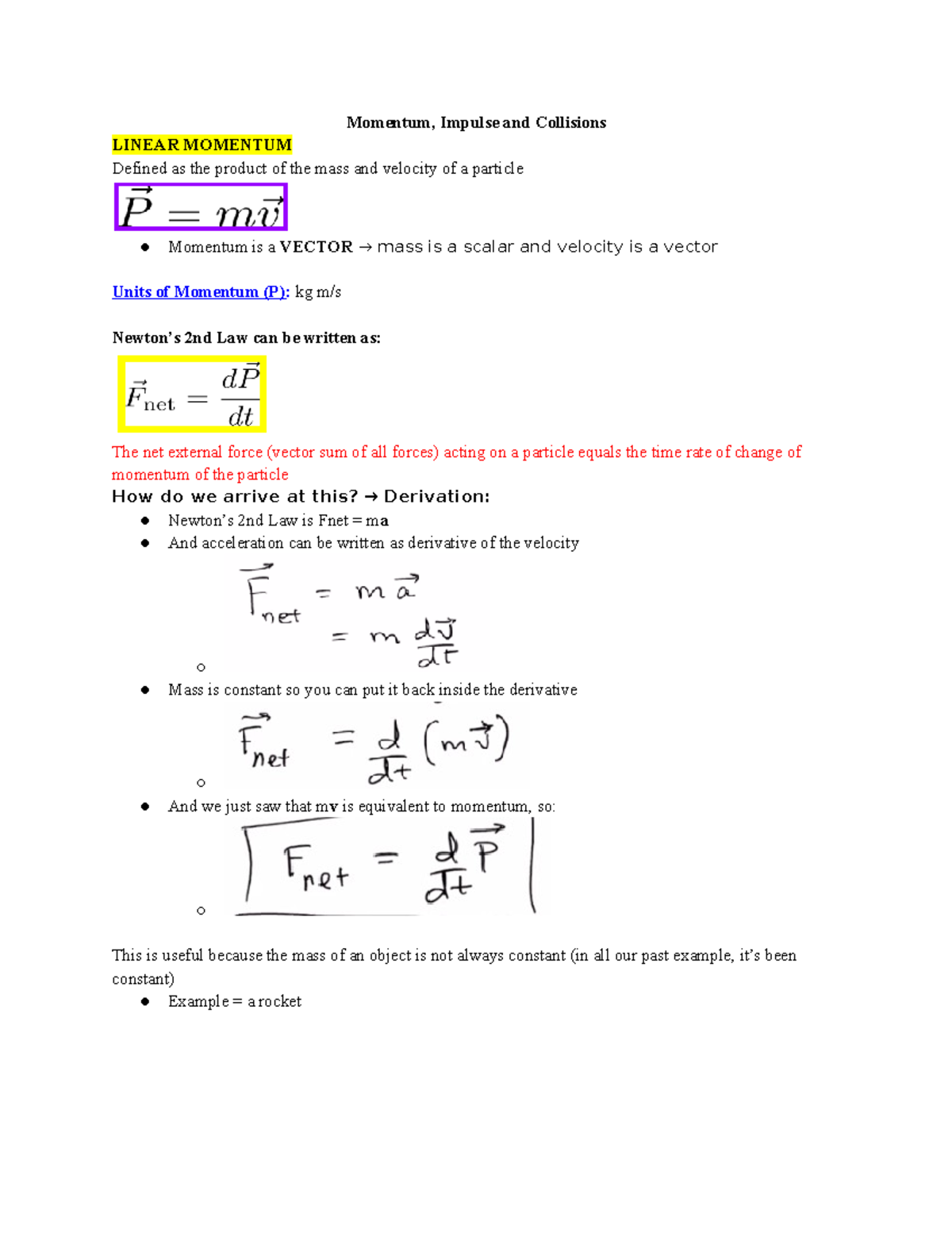 Unit 2 Lecture 4 Impulse and Momentum - Momentum, Impulse and ...