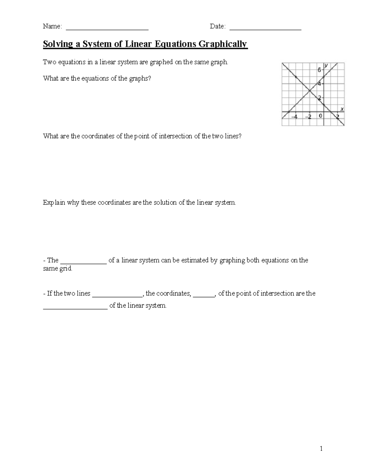 Graphing linear equations - Solving a System of Linear Equations ...