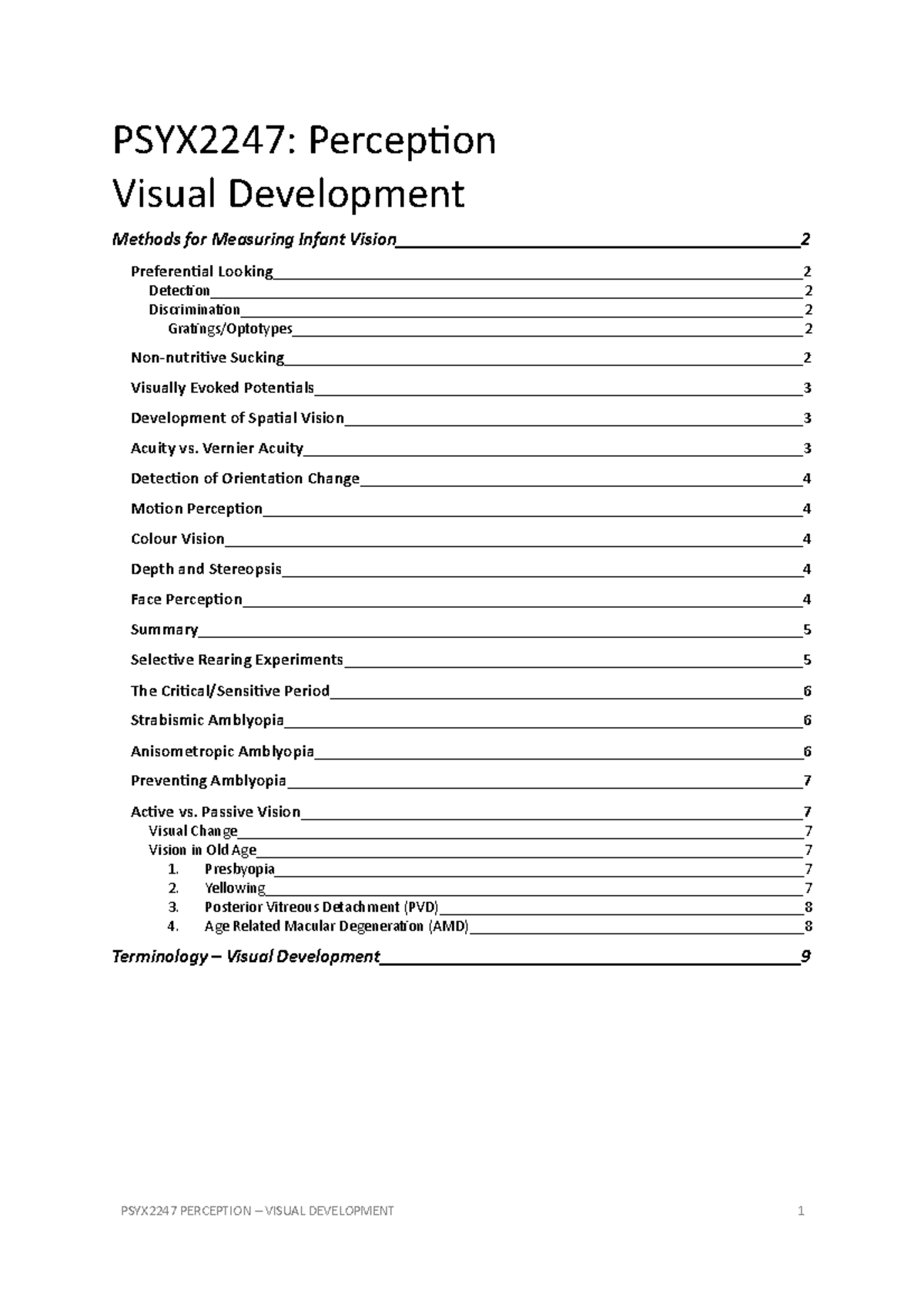 10. PSYX2247 Perception Visual Development - PSYX2247: Perception ...