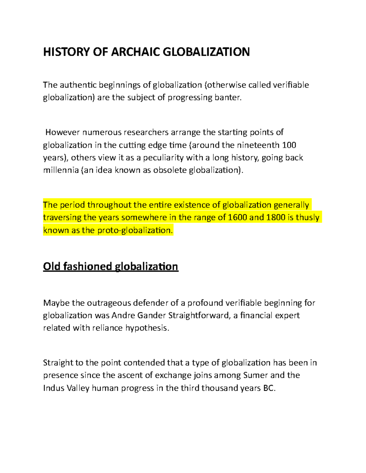 History Of Archaic Globalization - HISTORY OF ARCHAIC GLOBALIZATION The ...