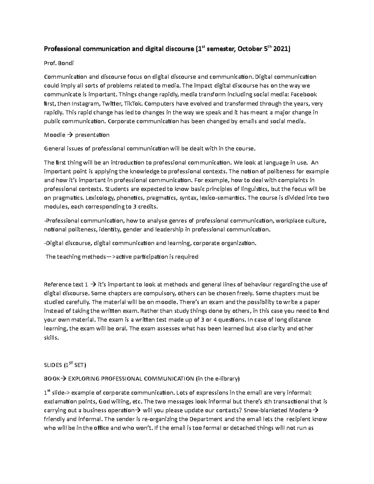 Professional communication and digital discourse - Bondi Communication ...