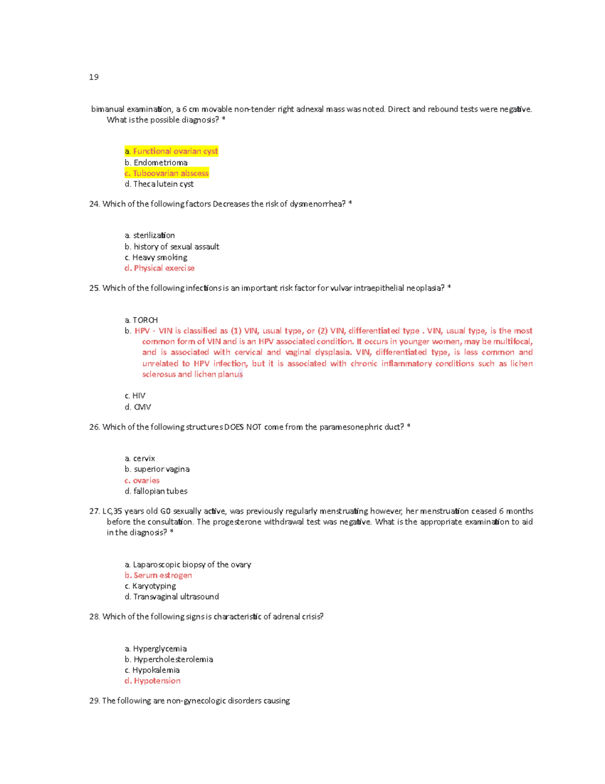 Human Anatomy exam part 5 - 19 bimanual examination, a 6 cm movable non ...