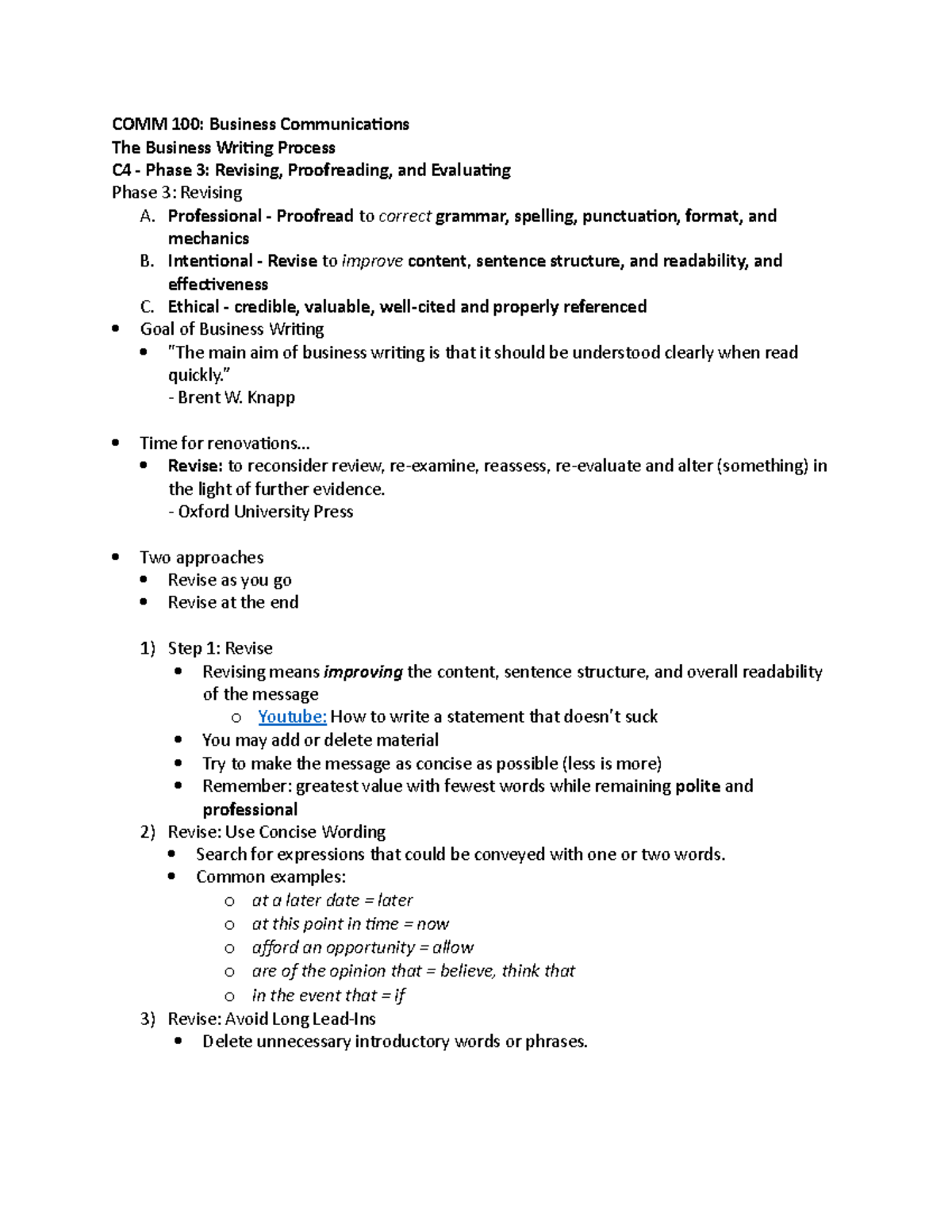 C4 The Business Writing Process - COMM 100: Business Communications The ...