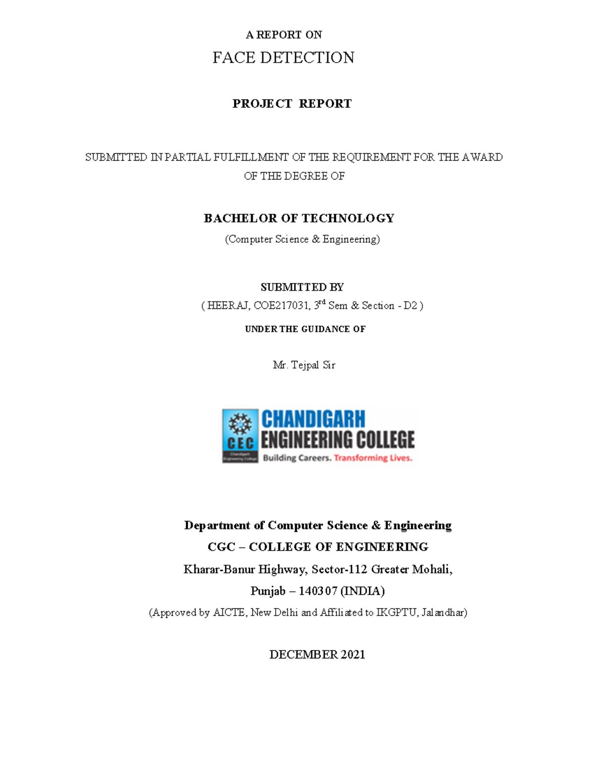 Face detection file - file - A REPORT ON FACE DETECTION PROJECT REPORT ...