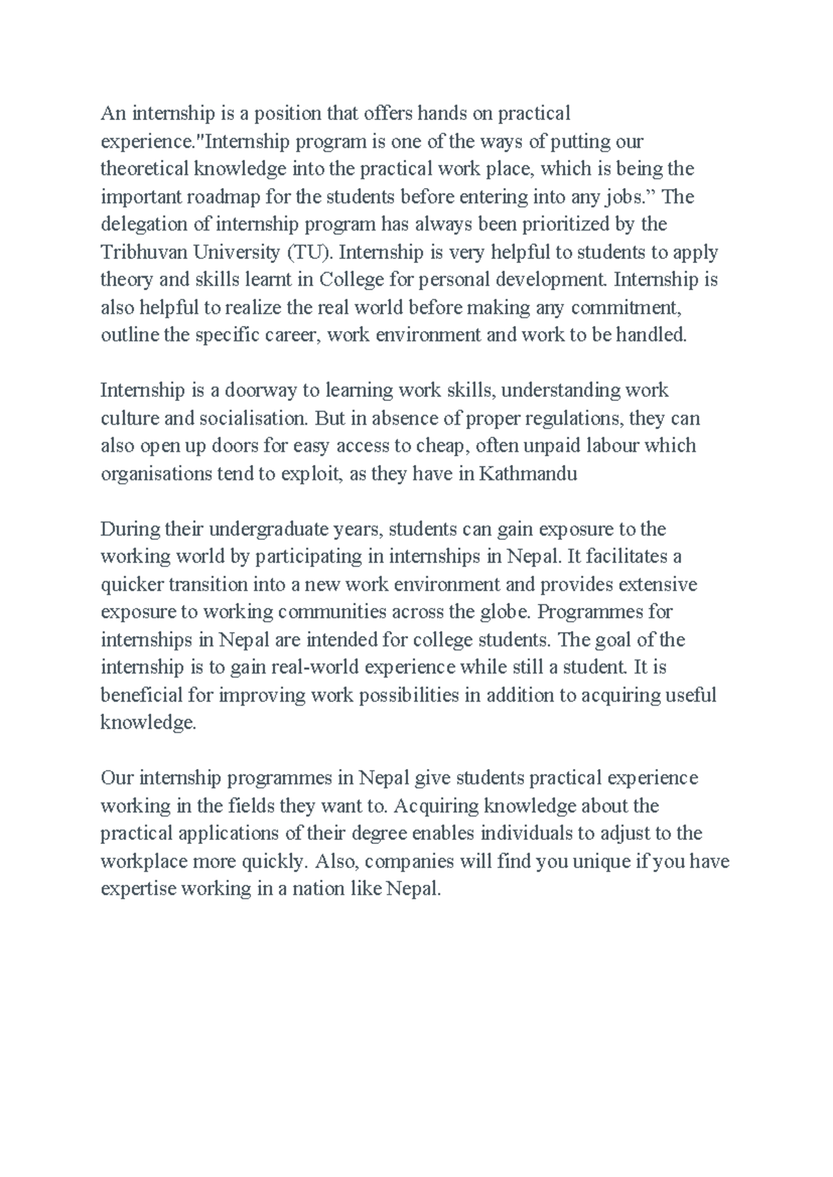 Internship in Nepal - Its simple class notes and manual notes. - An ...