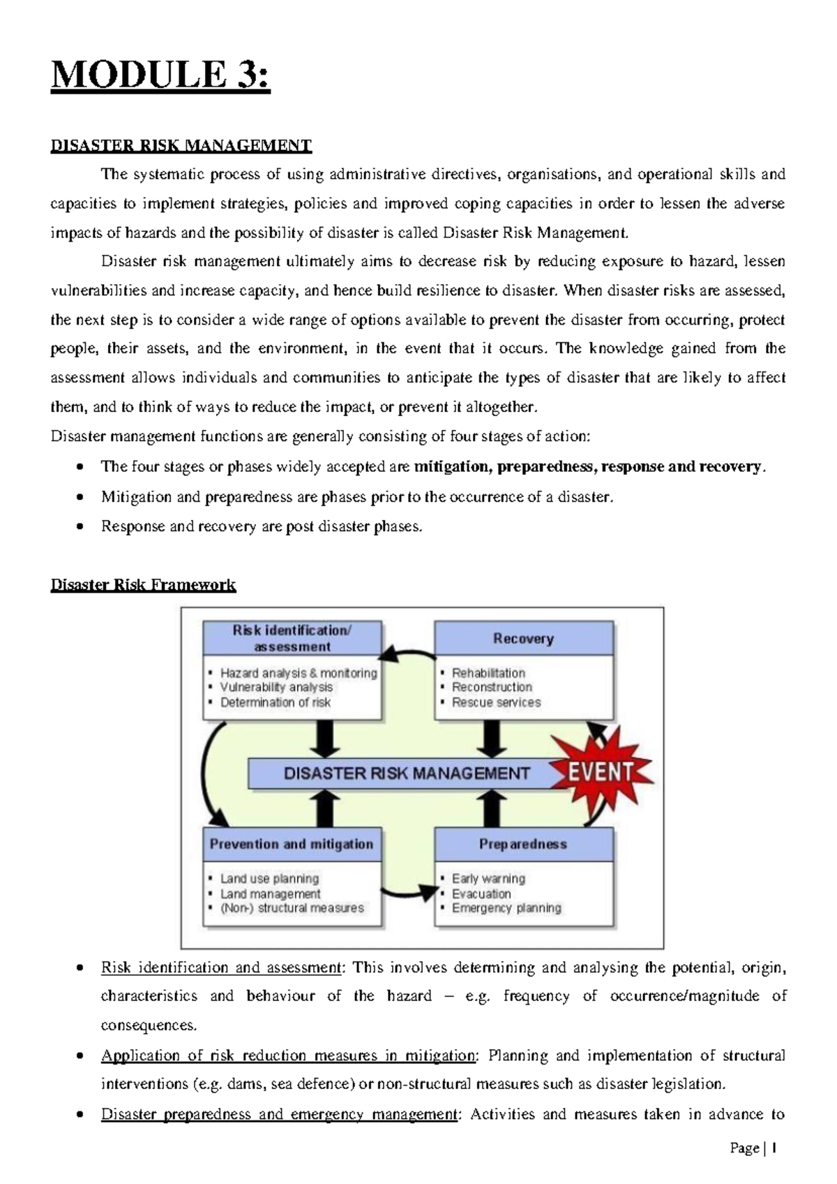 Module 3 - DM - MODULE 3: DISASTER RISK MANAGEMENT The systematic ...