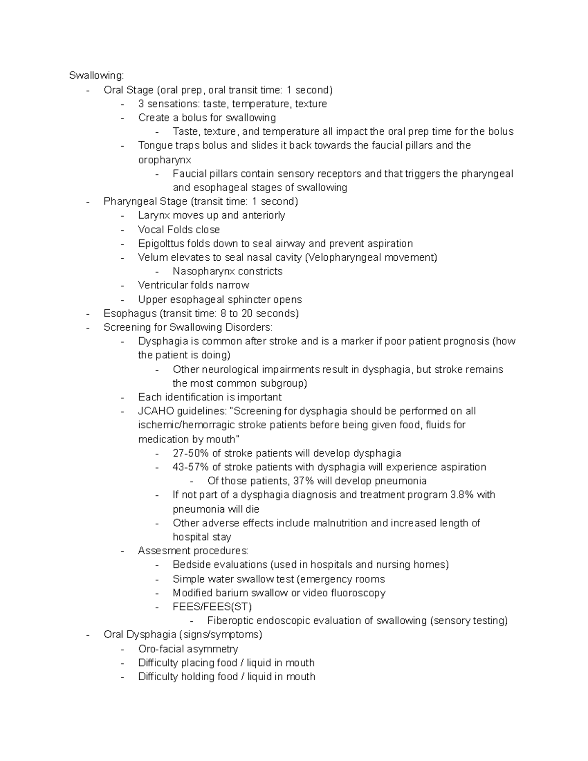 Swallowing 3 13 - Swallowing: - Oral Stage (oral prep, oral transit ...