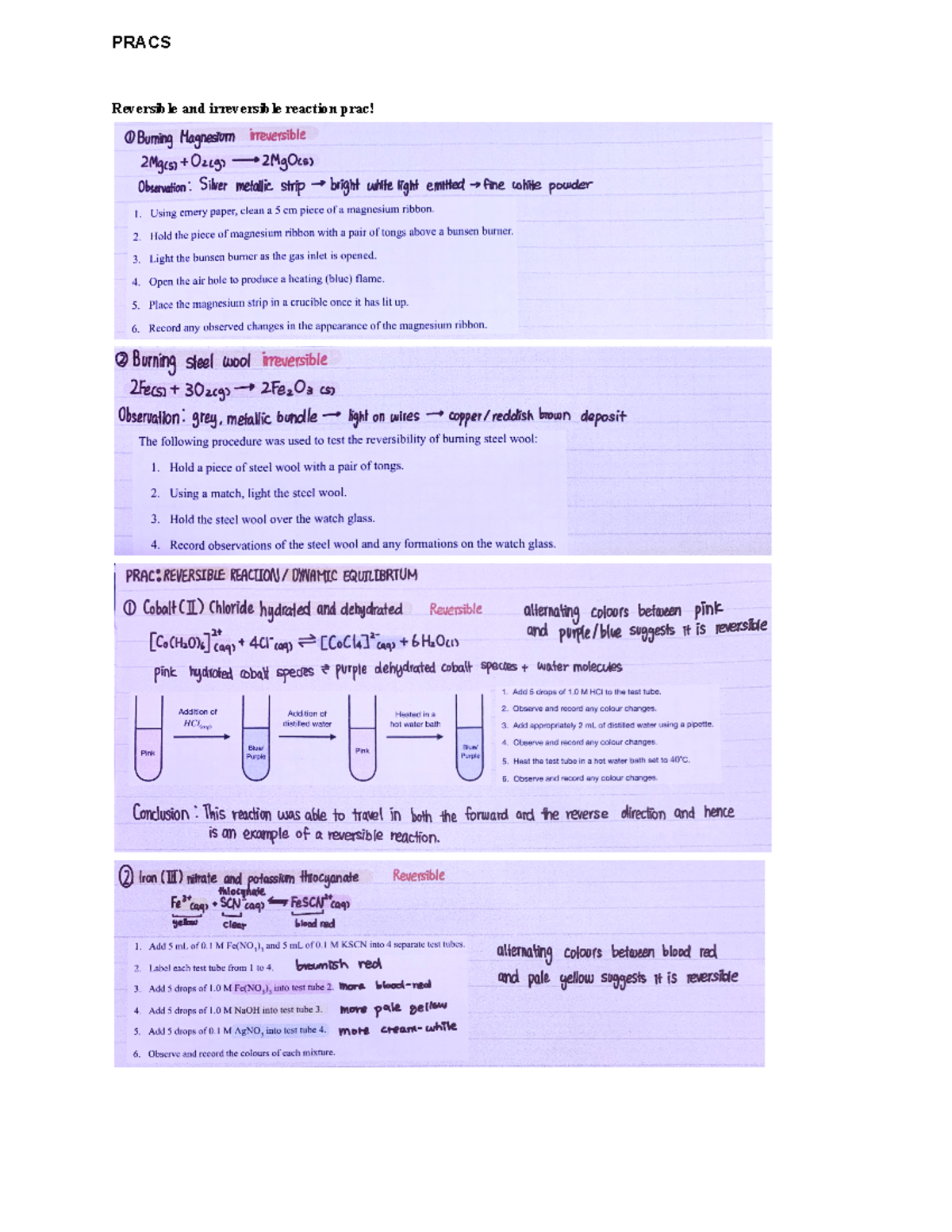 Condensed chemistry note for hsc - PRACS Reversible and irreversible ...