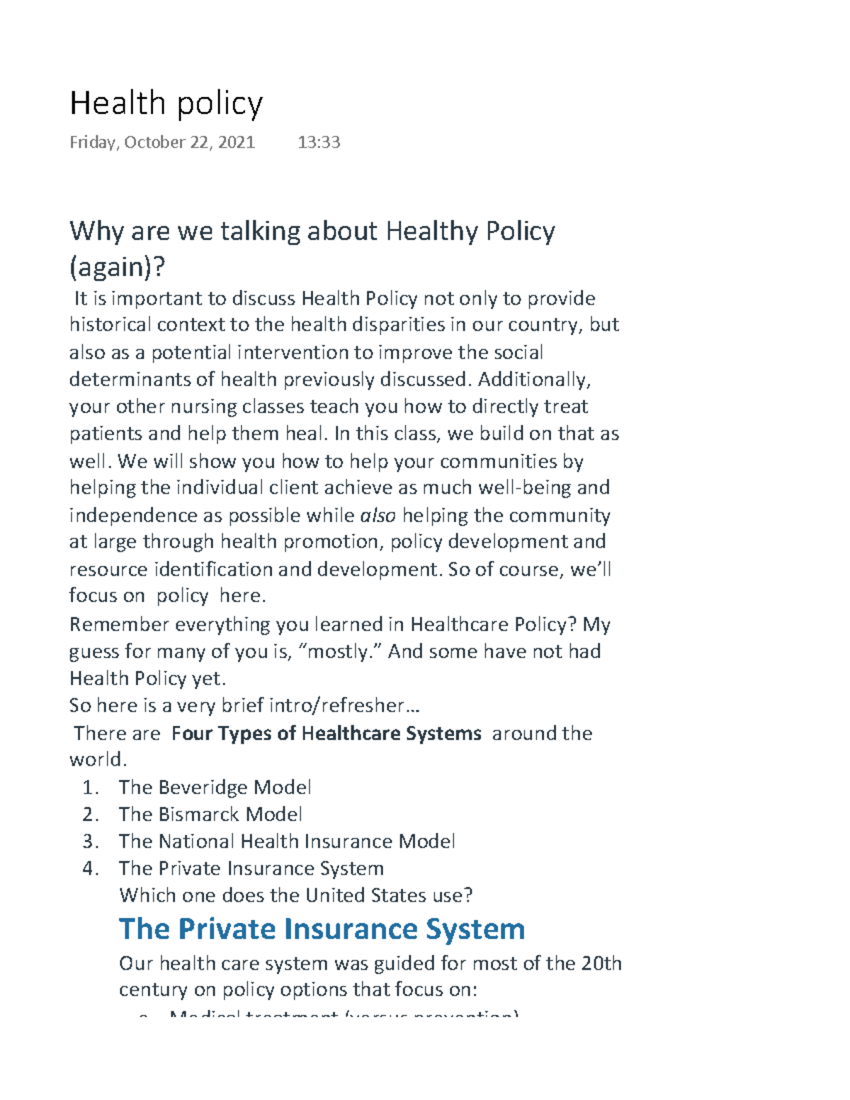 Health policy - Spring 2022 - Why are we talking about Healthy Policy ...
