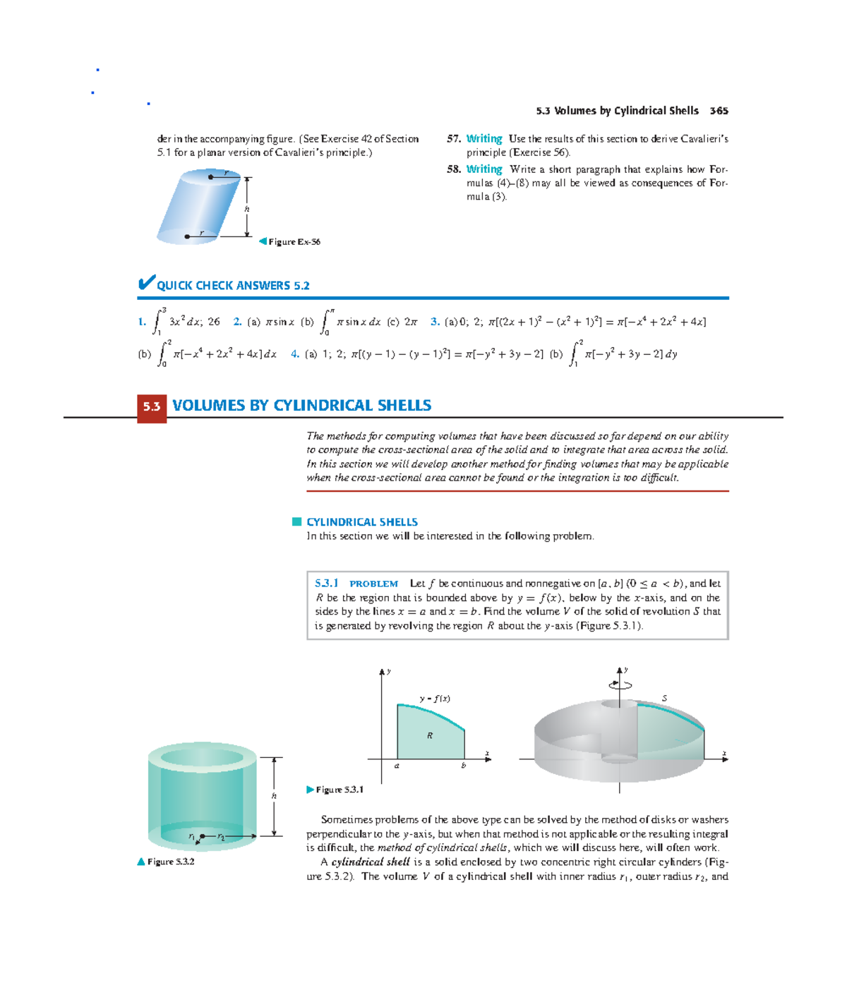 Math work ch5-3 - Math work - 5 Volumes by Cylindrical Shells 365 der ...