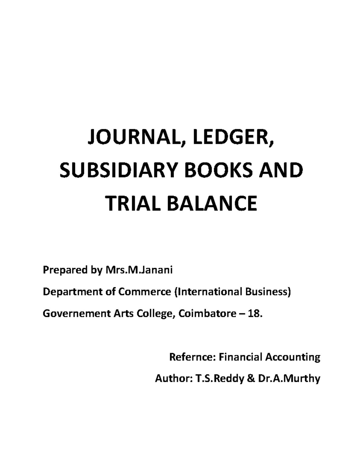 Foa questionsQUESTION - JOURNAL, LEDGER, SUBSIDIARY BOOKS AND TRIAL ...