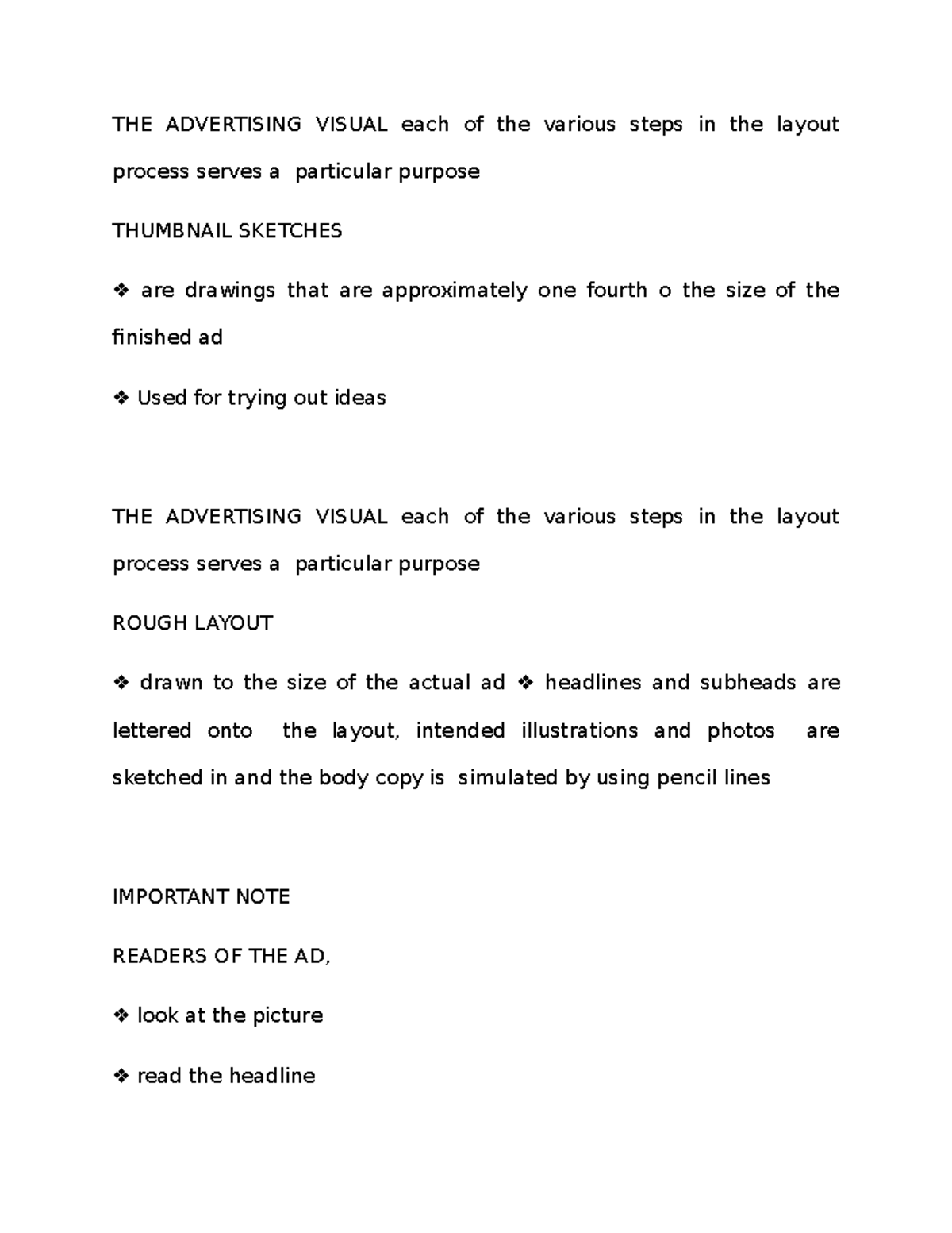 THE Advertising Visual - THE ADVERTISING VISUAL each of the various ...