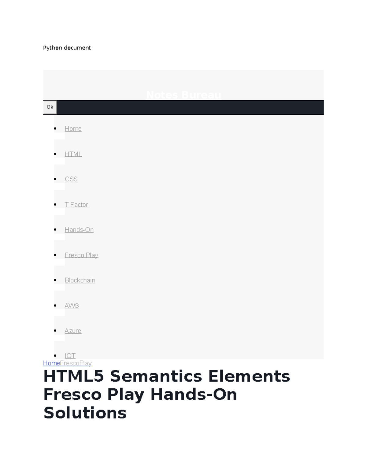 Python document - please help - Python document Notes Bureau Home HTML ...