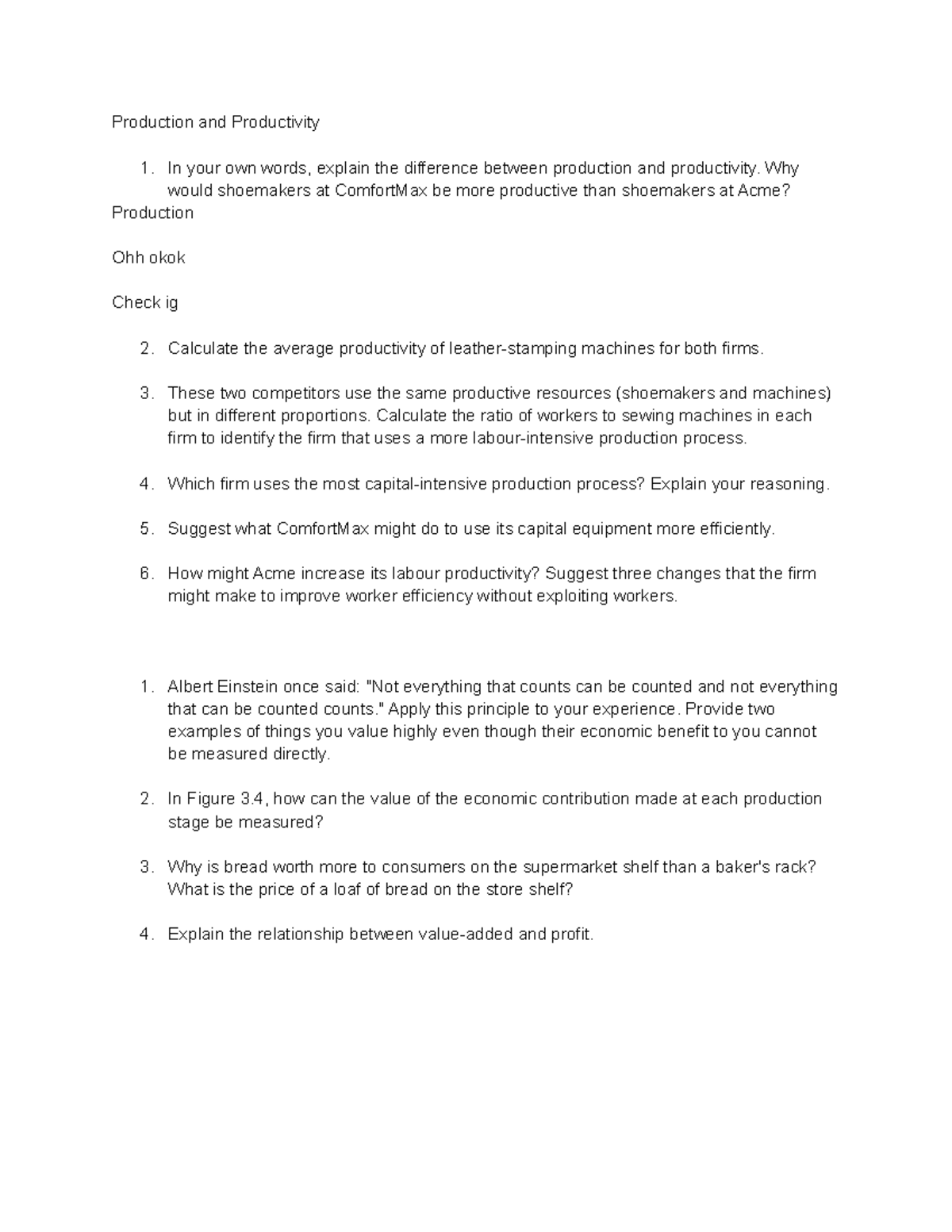 Production and Productivity - In your own words, explain the difference ...