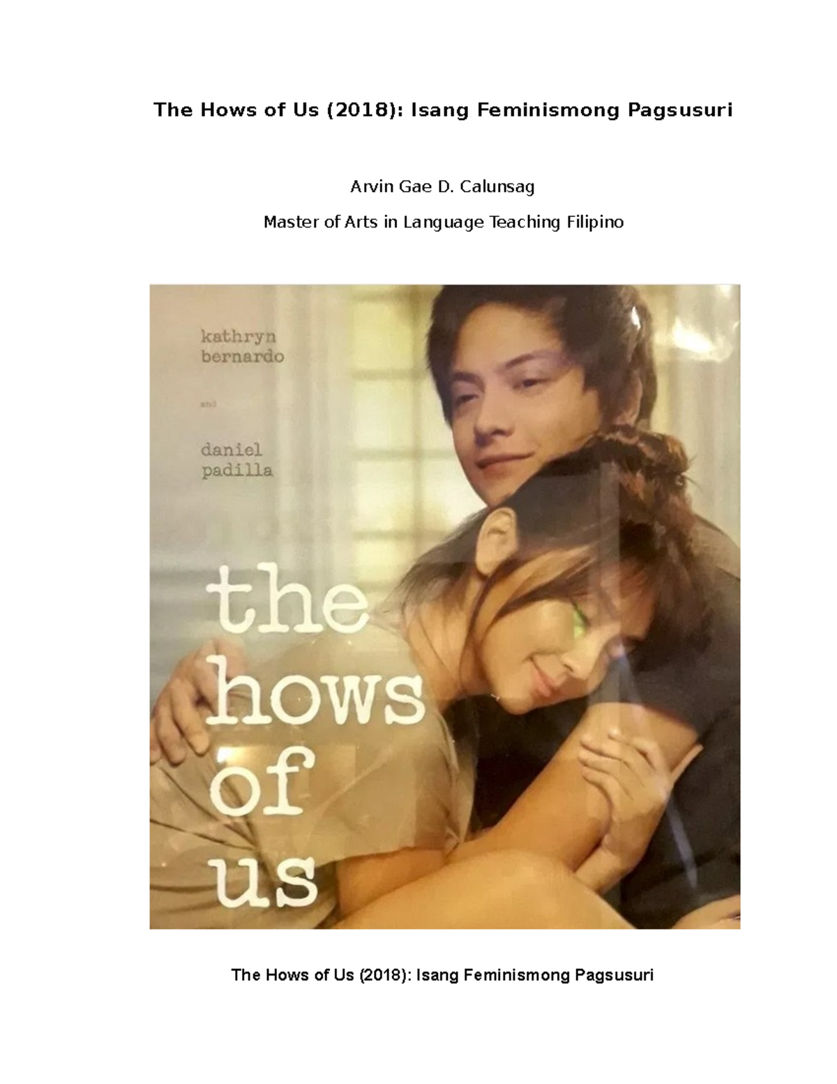 The Hows of Us (2018 ) Isang Feminismong Pagsusuri - The Hows of Us ...