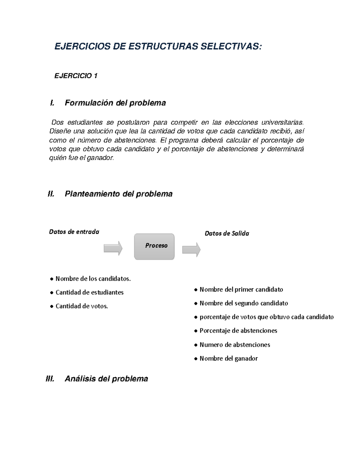 Diseño de algoritmos Estructuras de selección e Iterativas - EJERCICIOS ...
