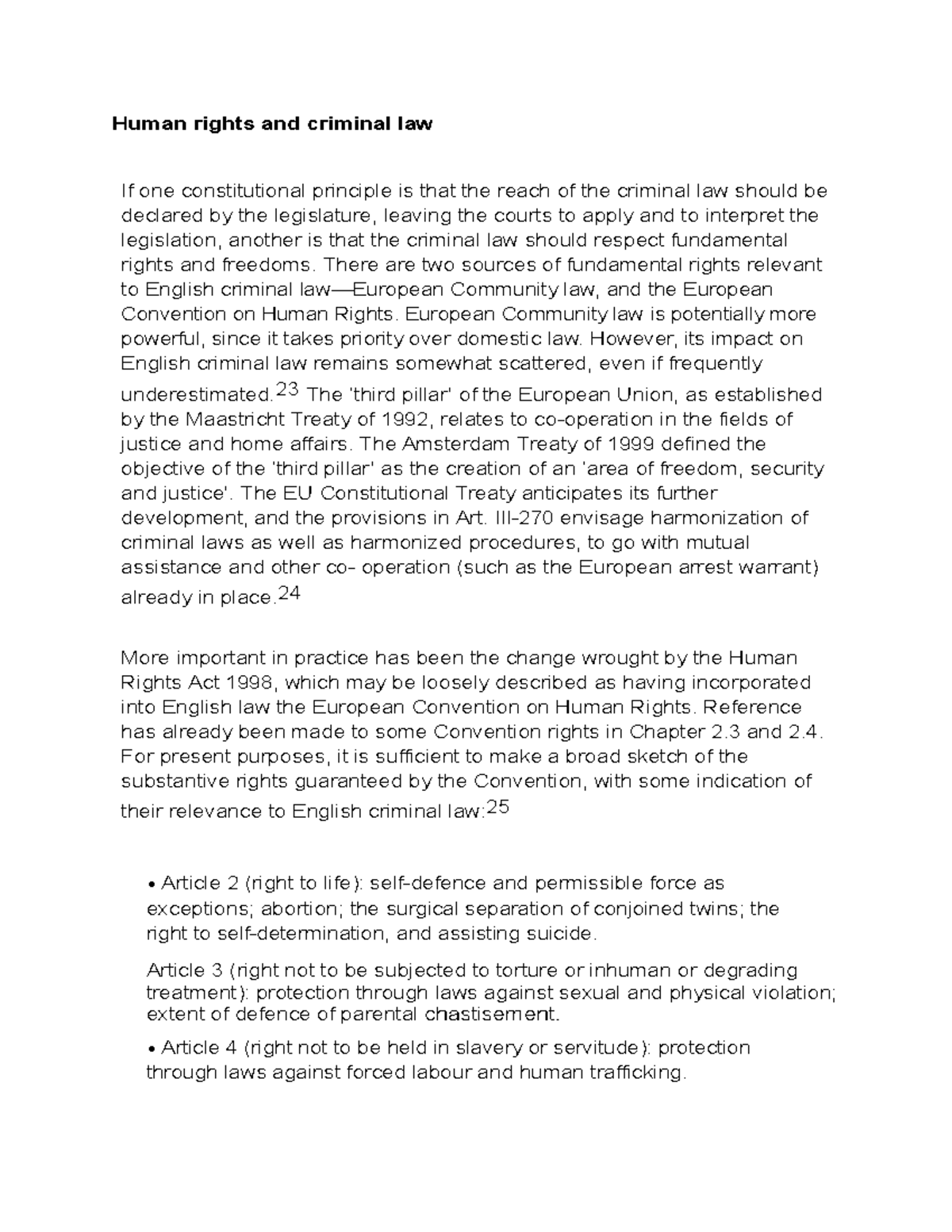 Human rights and criminal law - There are two sources of fundamental ...