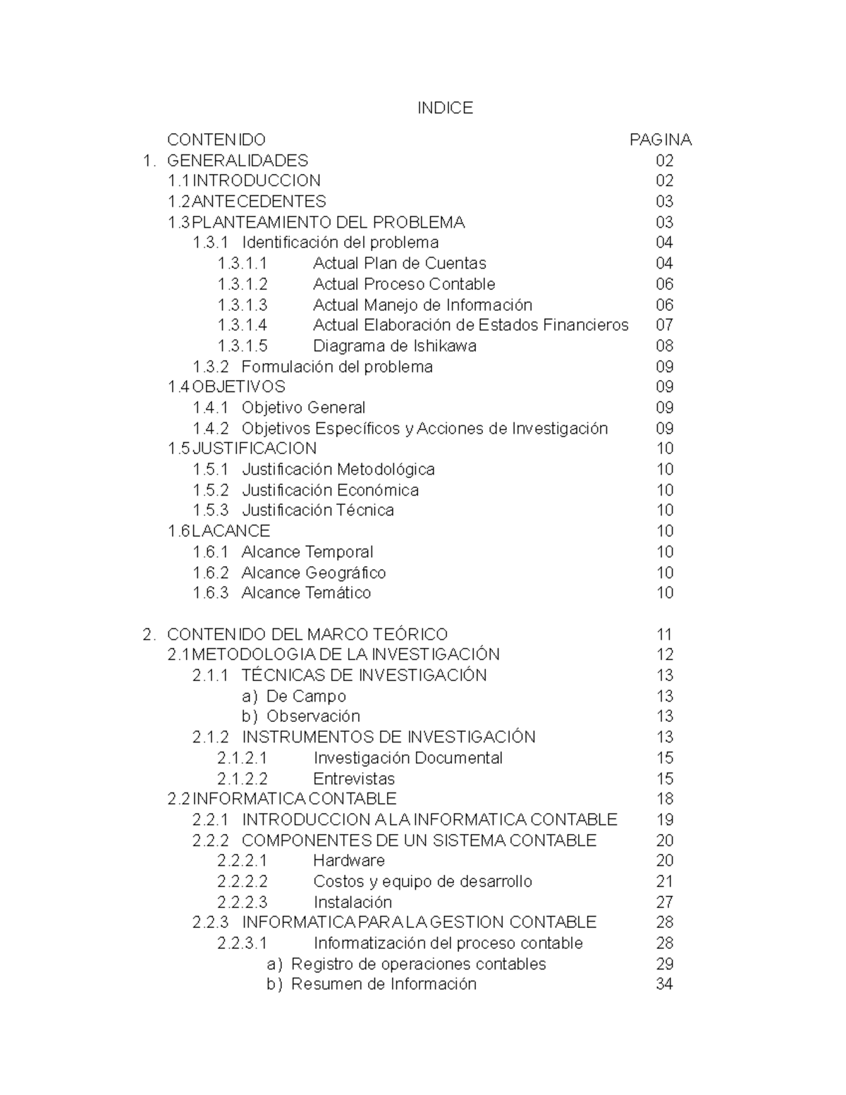 Indice - INDICE GENERALIDADES CONTENIDO PAGINA 1 INTRODUCCION 1 ...