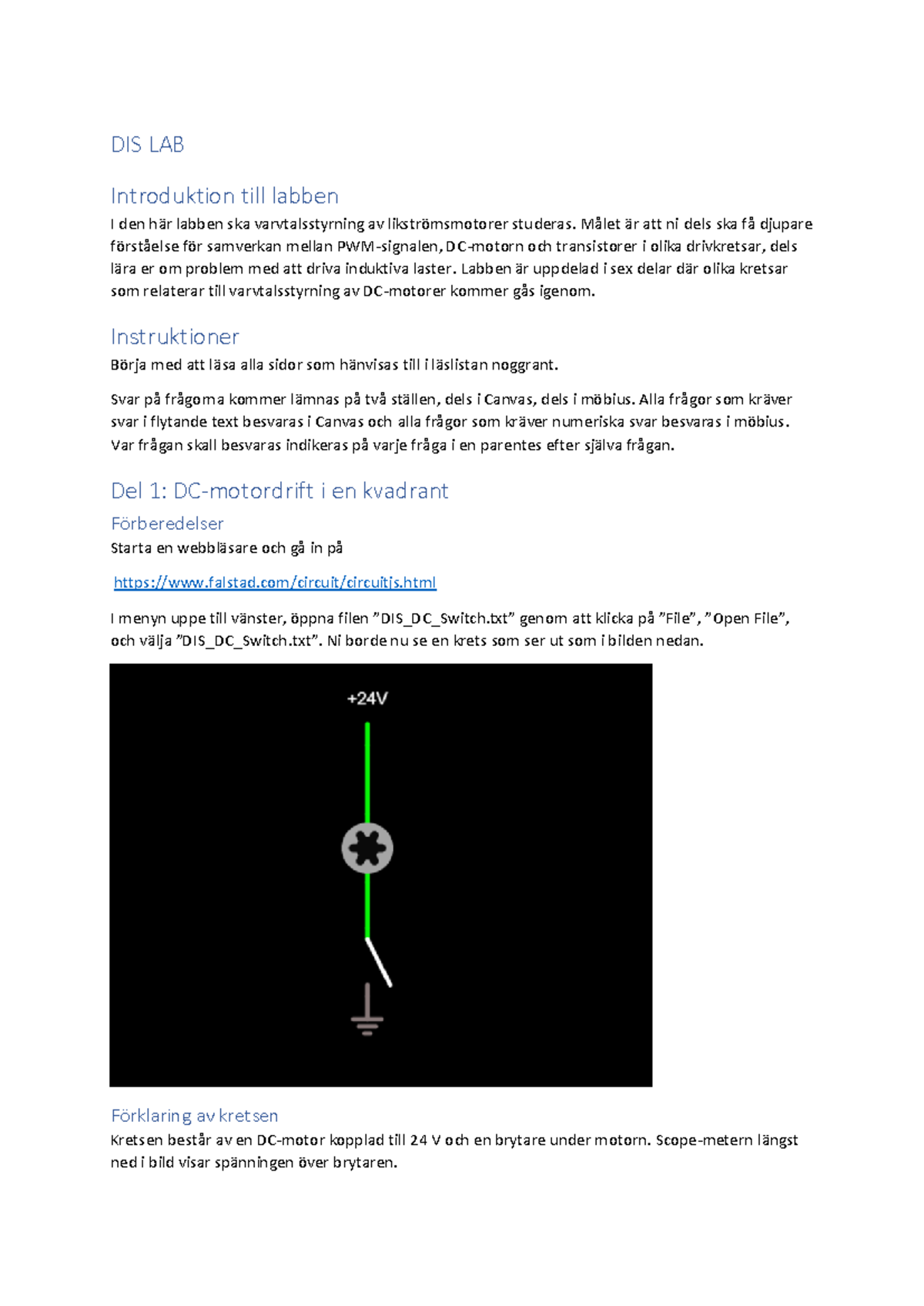 DIS LAB v - labb - DIS LAB Introduktion till labben I den h‰r labben ska varvtalsstyrning av ...