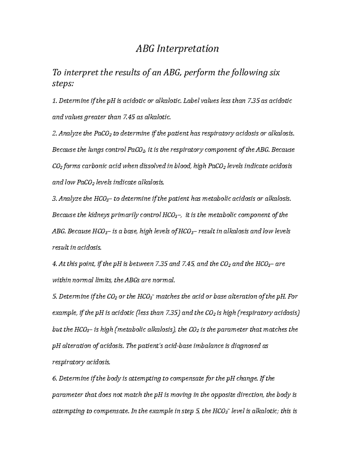 ABG Interpretation - bag - ABG Interpretation To interpret the results ...