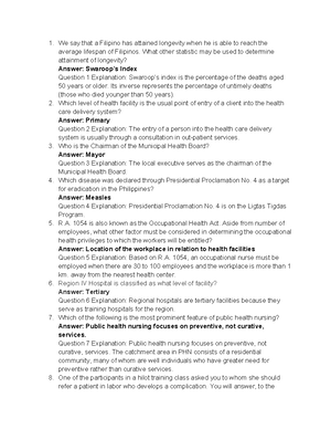 PNLE SAMPLE QUESTIONS - NURSING PRACTICE I NURSING PRACTICE I ...